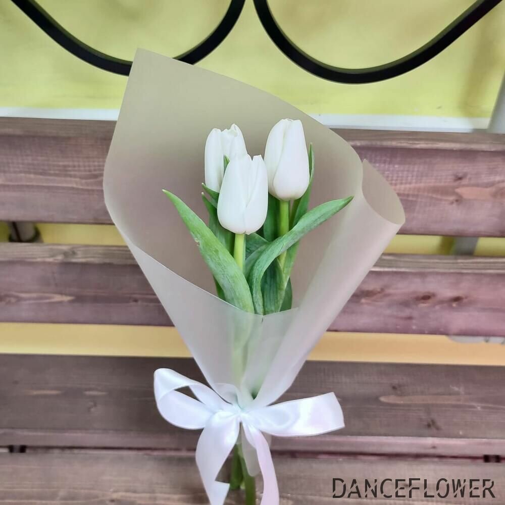 Тюльпаны белые - букет комплимент, букет корпоративный на 8 марта