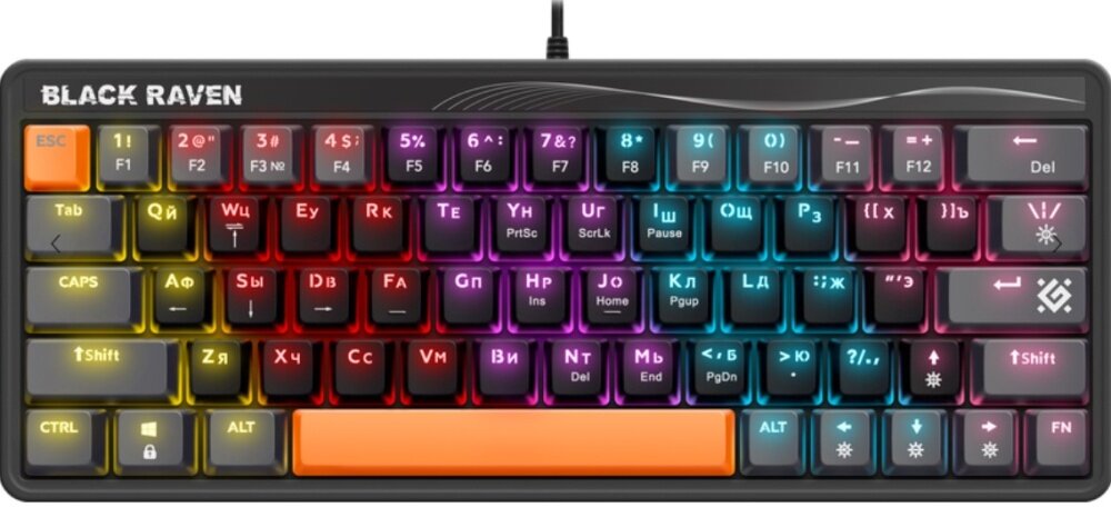 Defender Клавиатура Defender GK-417 Black Raven 45413, механическая, подсветка, черный (USB) (ret)