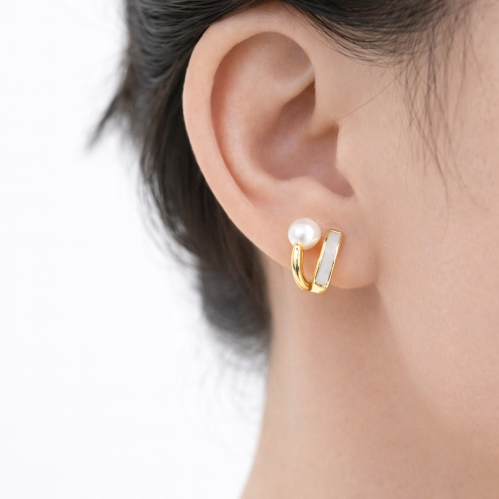 Серьги пусеты, жемчуг имитация