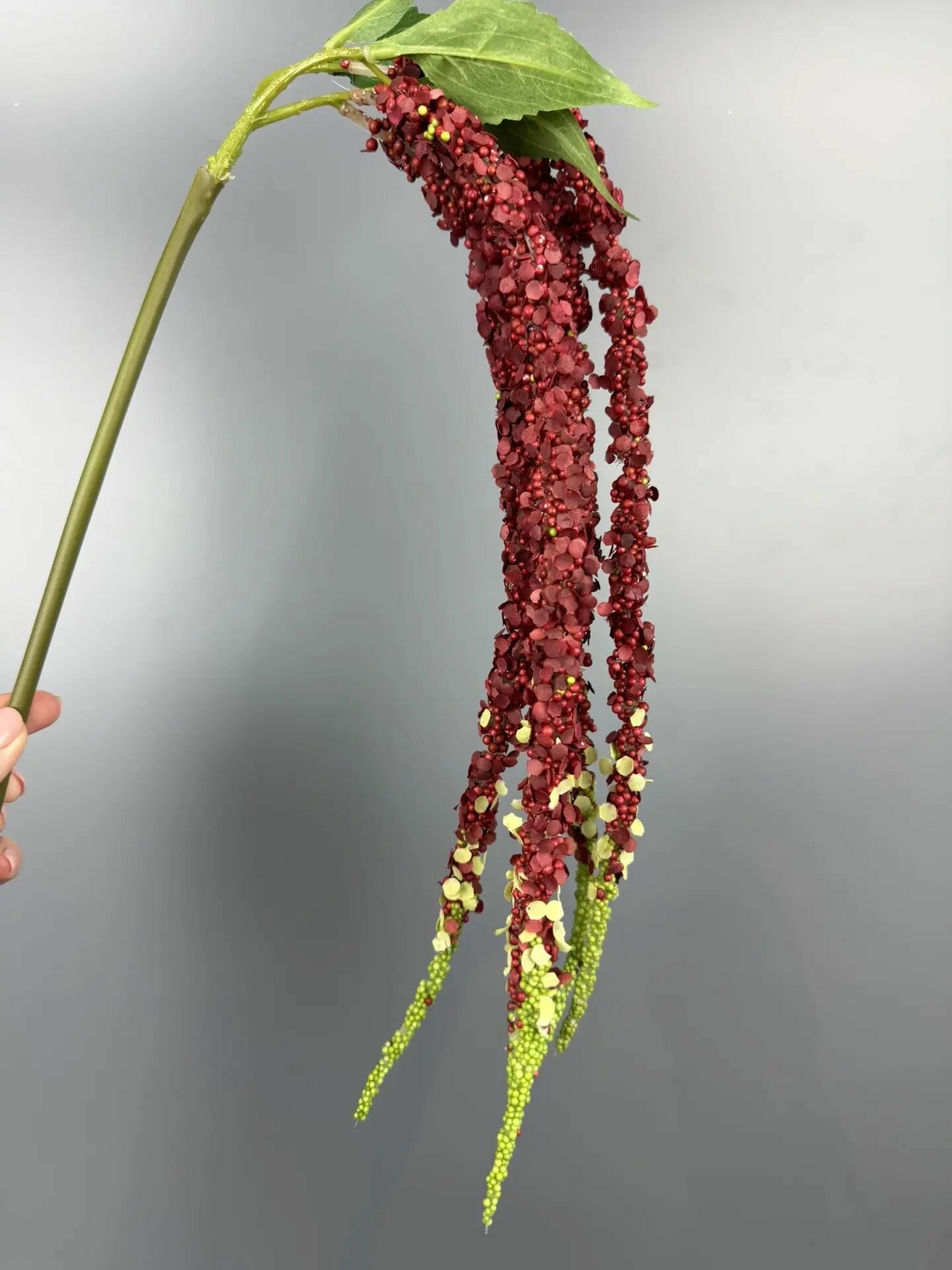 Искусственные цветы премиум ветки для декора Амарант красный весенний с цветками 1 ветка 110 см