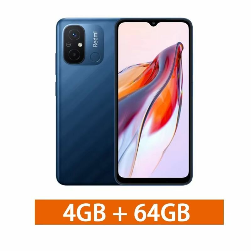 Redmi Смартфон Глобальная версия Redmi 12C смартфон 5000mAh высокопроизводительный аккумулятор Helio G85 Octa Core 50MP 6.71 "4G мобильный телефон Global 4/64 ГБ, Nano-SIM, синий