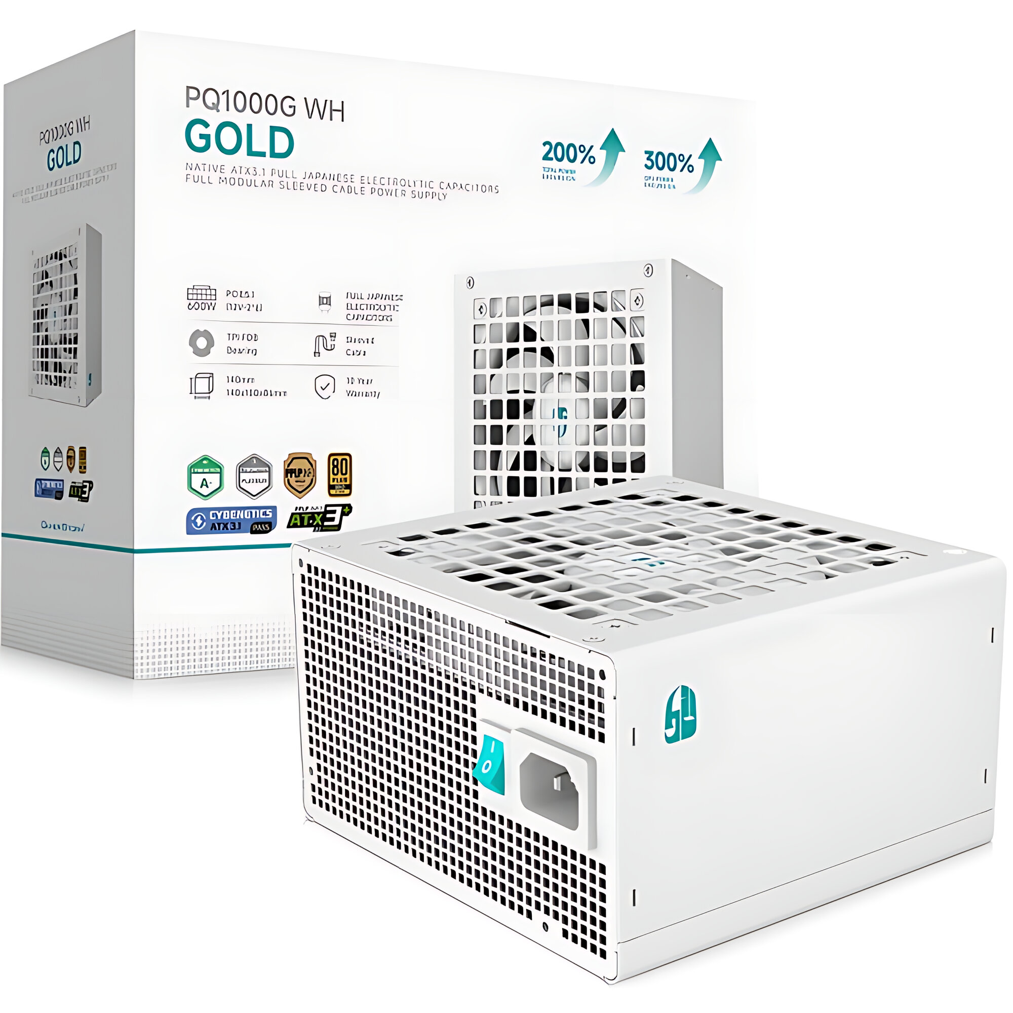 Блок питания Deepcool 1000W GAMERSTORM PQ1000G WH, модульный, 16 Pin PCIe 5.0, 80 PLUS Gold (R-PQA00G-FD0W-WGEU-V1)