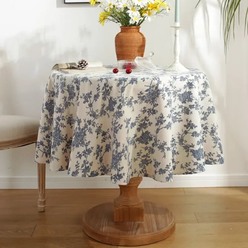 Круглая скатерть из хлопка и льна H&M Round 90cm, Pattern 7