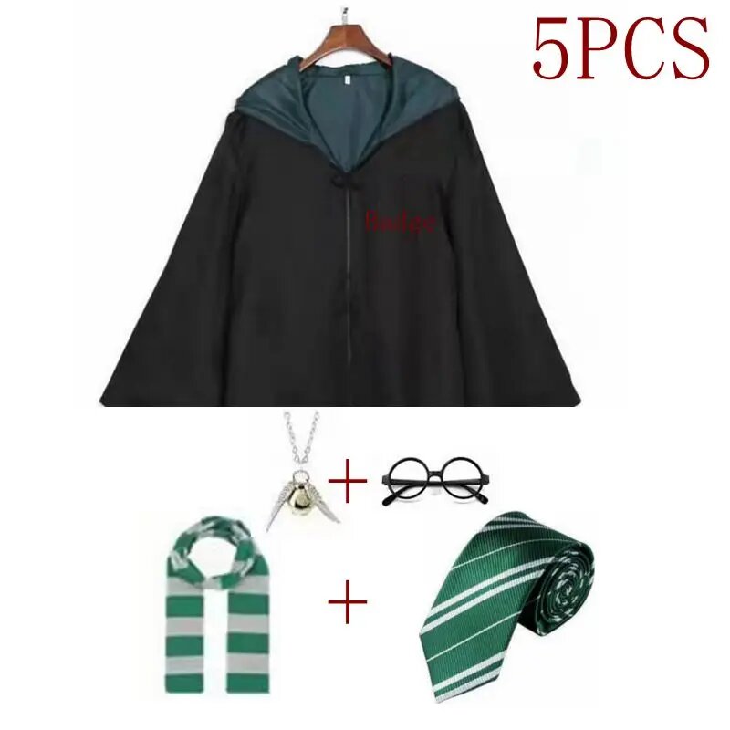 Костюм Гарри Поттера Темно-зеленый, M, 5pcs13