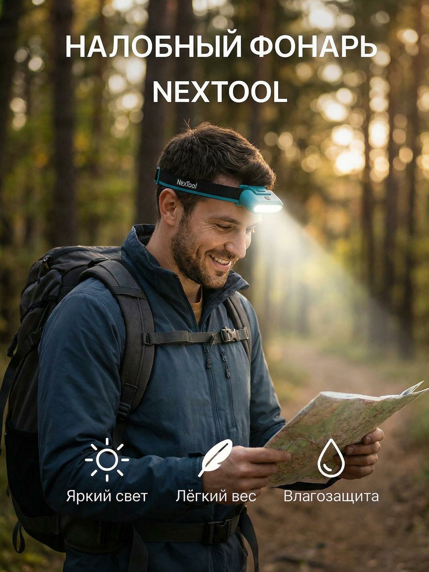 Налобный фонарь Xiaomi NexTool Multifunctional Head Lights (набор) NE20003 синий