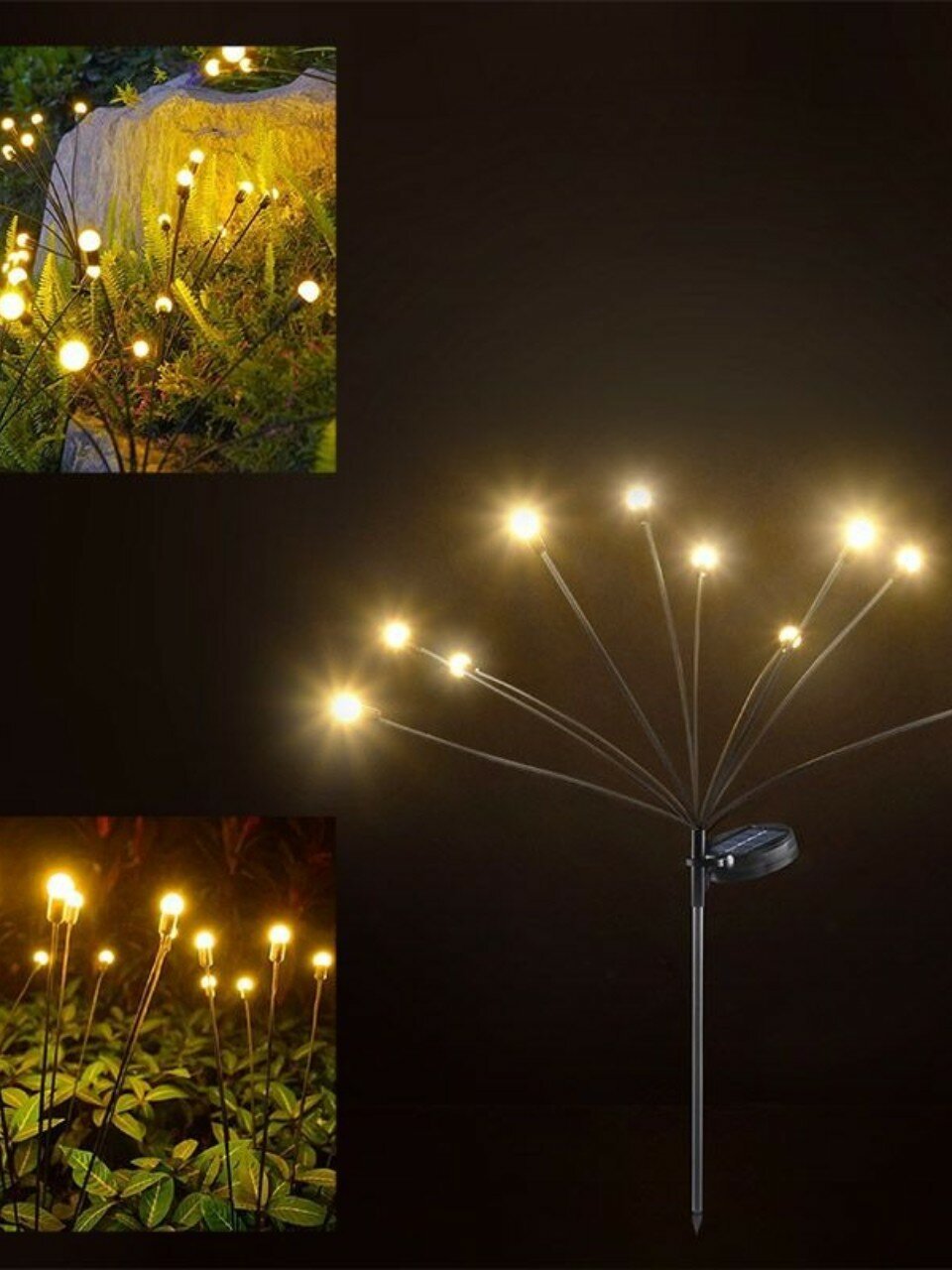 Фонарь садовый Park Мотылек на солнечной батарее, 10 LED ламп, высота 67 см, уличный светильник для дачи и сада IP44