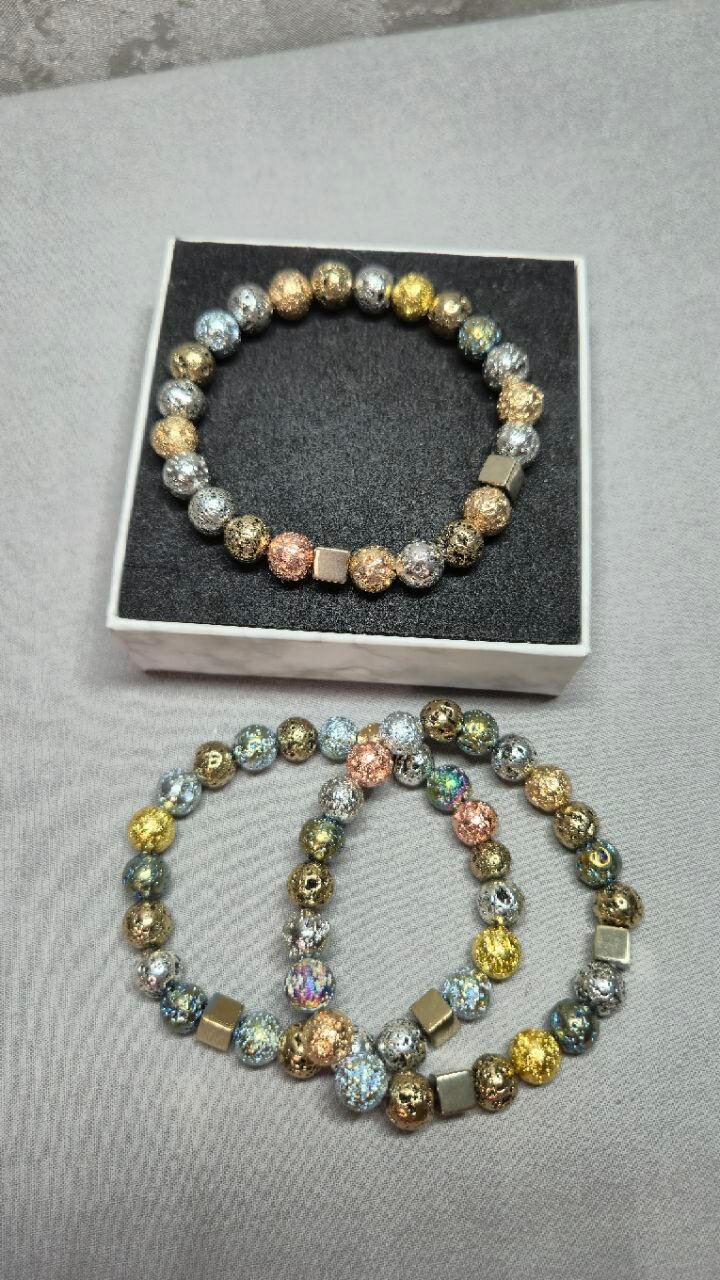 Славянский оберег, эластичный браслет, гематит, вулканическая лава