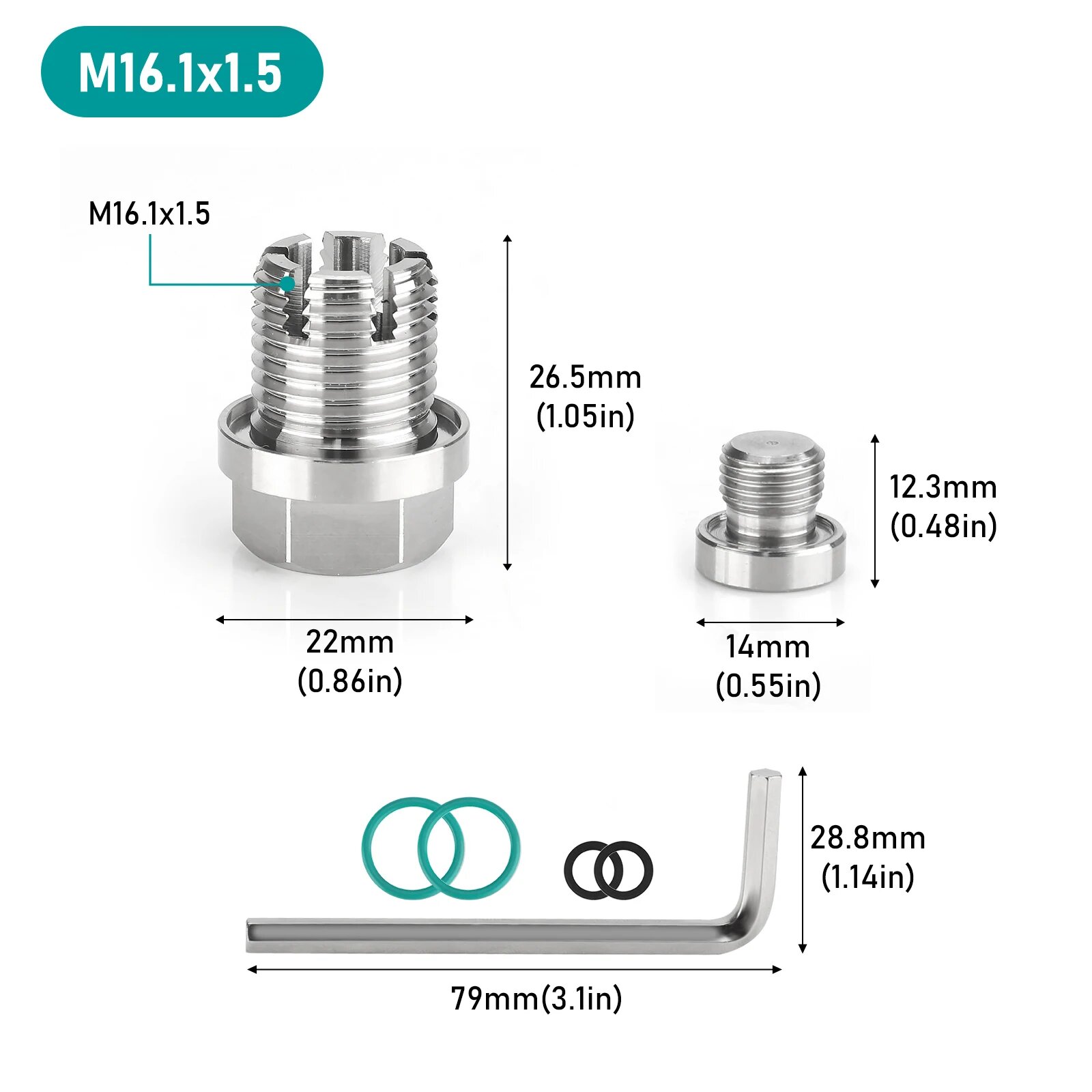 Пробка слива масла M16.1x1.5, нержавеющая сталь