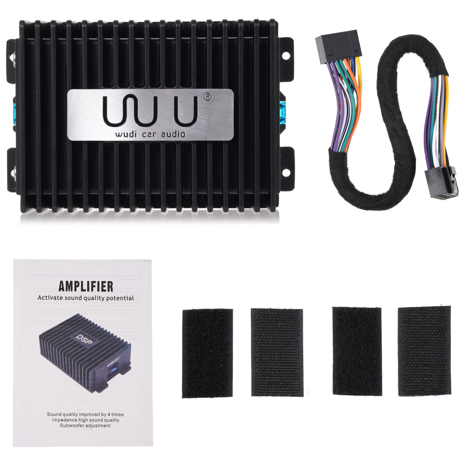 4-Канальный Автомобильный аудиоусилитель Wudi, усилитель мощностью 4 *47 Вт для Android Stereo, класс A /B, стабильный 2 Ом