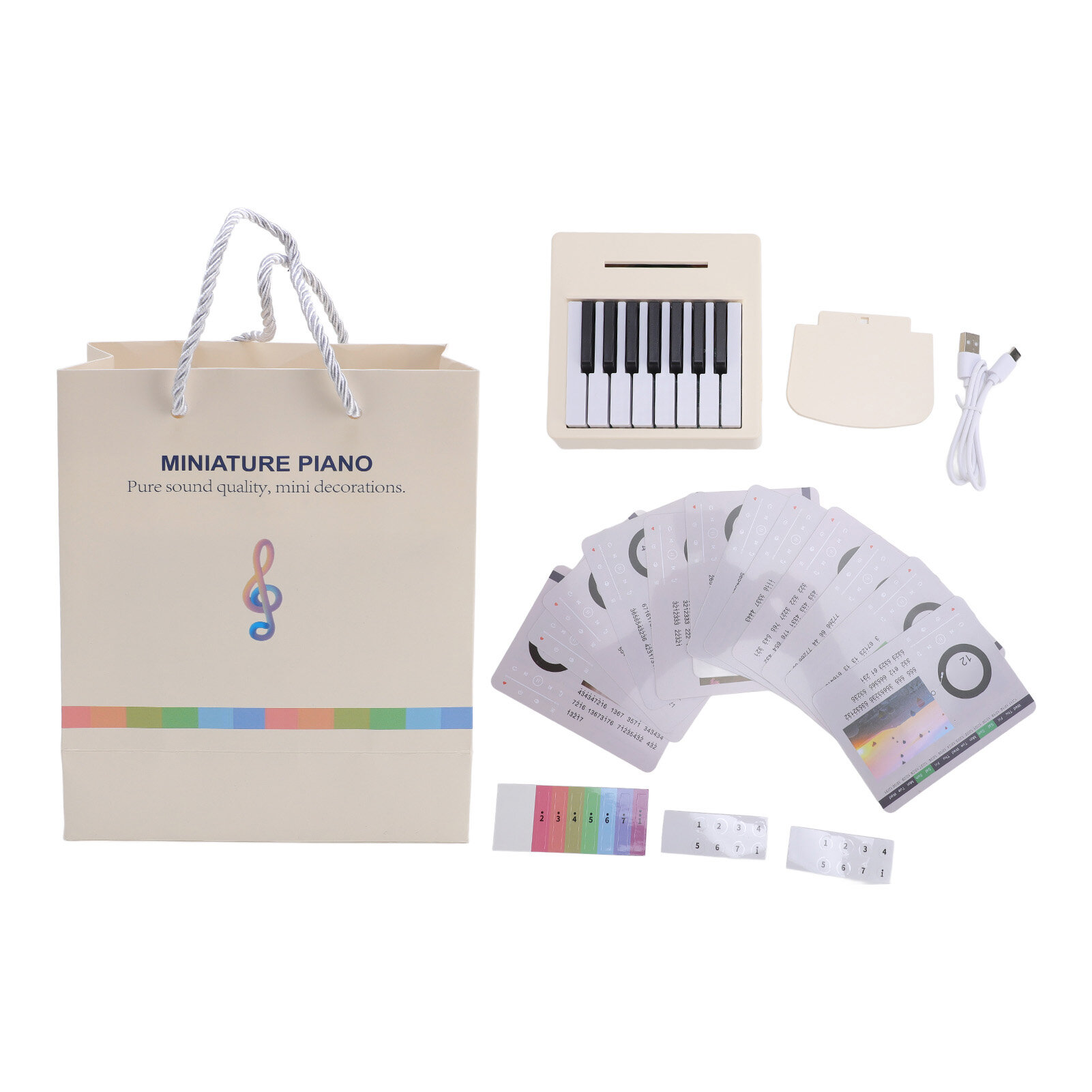 Миниатюрный настольный календарь в виде пианино — инновационное музыкальное украшение для офисных столов, белого цвета.