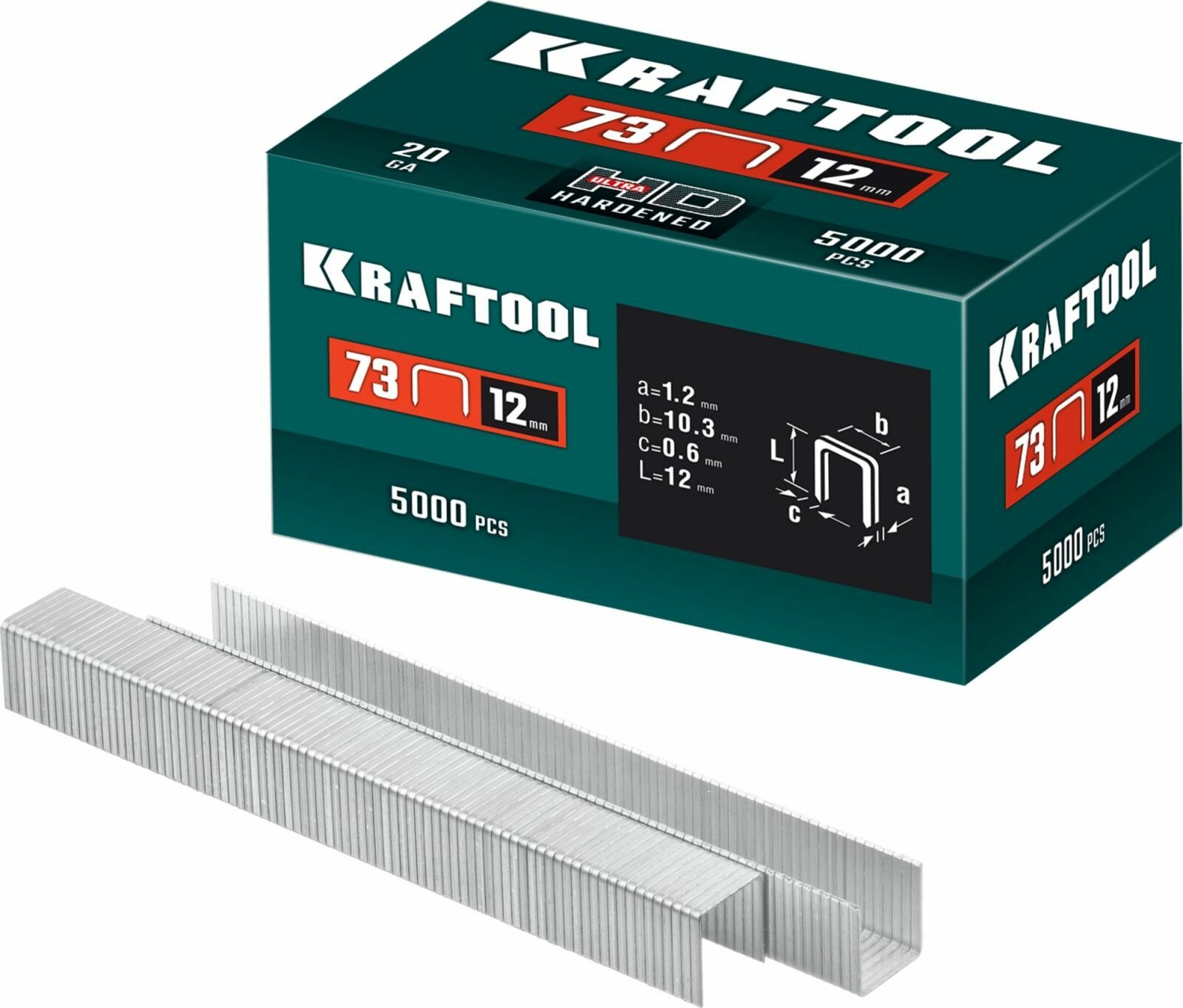 Набор скоб для степлера KRAFTOOL тип 73, длина 12 мм, калибр 20GA, 5000 шт