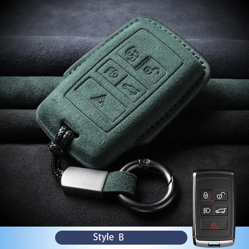 Замшевый кожаный чехол для ключей от автомобиля Land Rover Range Rover Evoque Green B2, For Jaguar