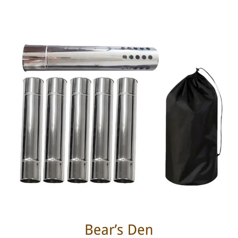 Комплект дымохода для дровяной печи: 5 труб искрогаситель, длина 30 см, диаметр 6 см, кемпинговой палатки