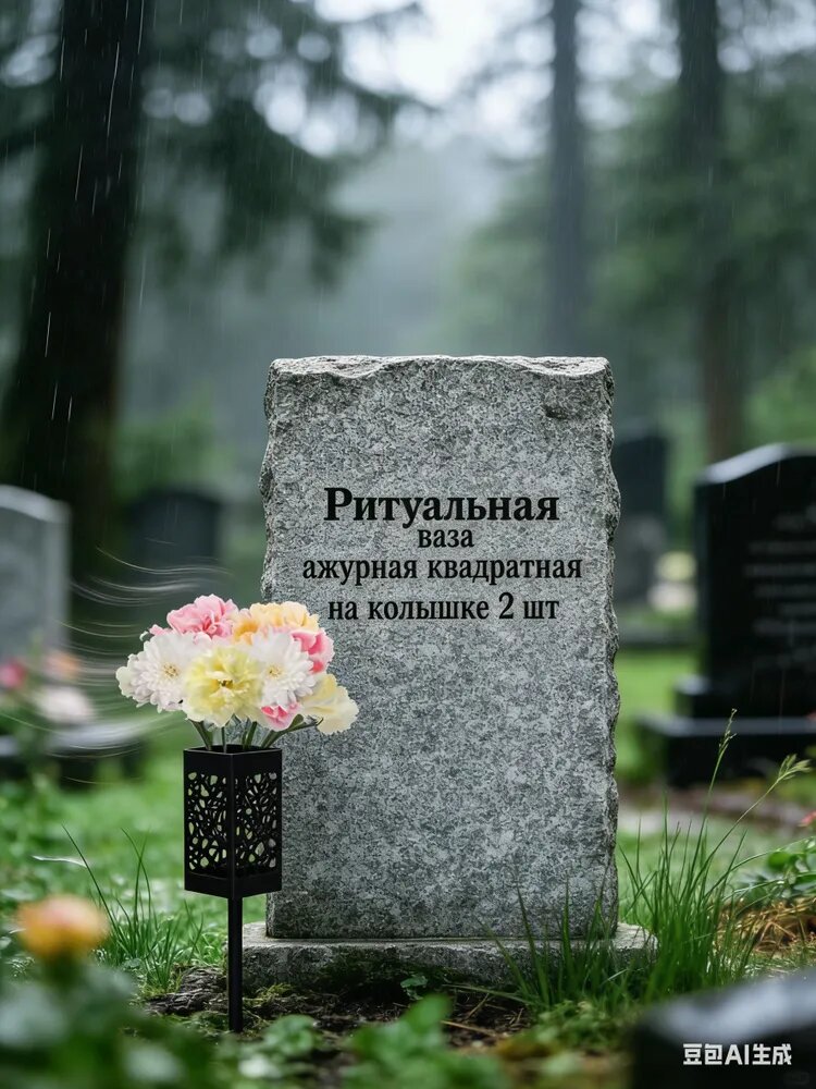 Ажурная ваза квадратная ритуальная на колышке 2 шт долговечная для установки на могилу круглый год