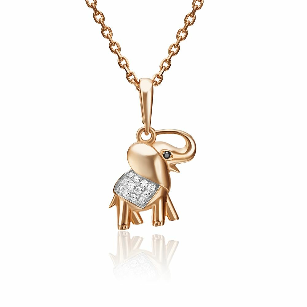 Подвеска, красное золото, 585 проба, фианит