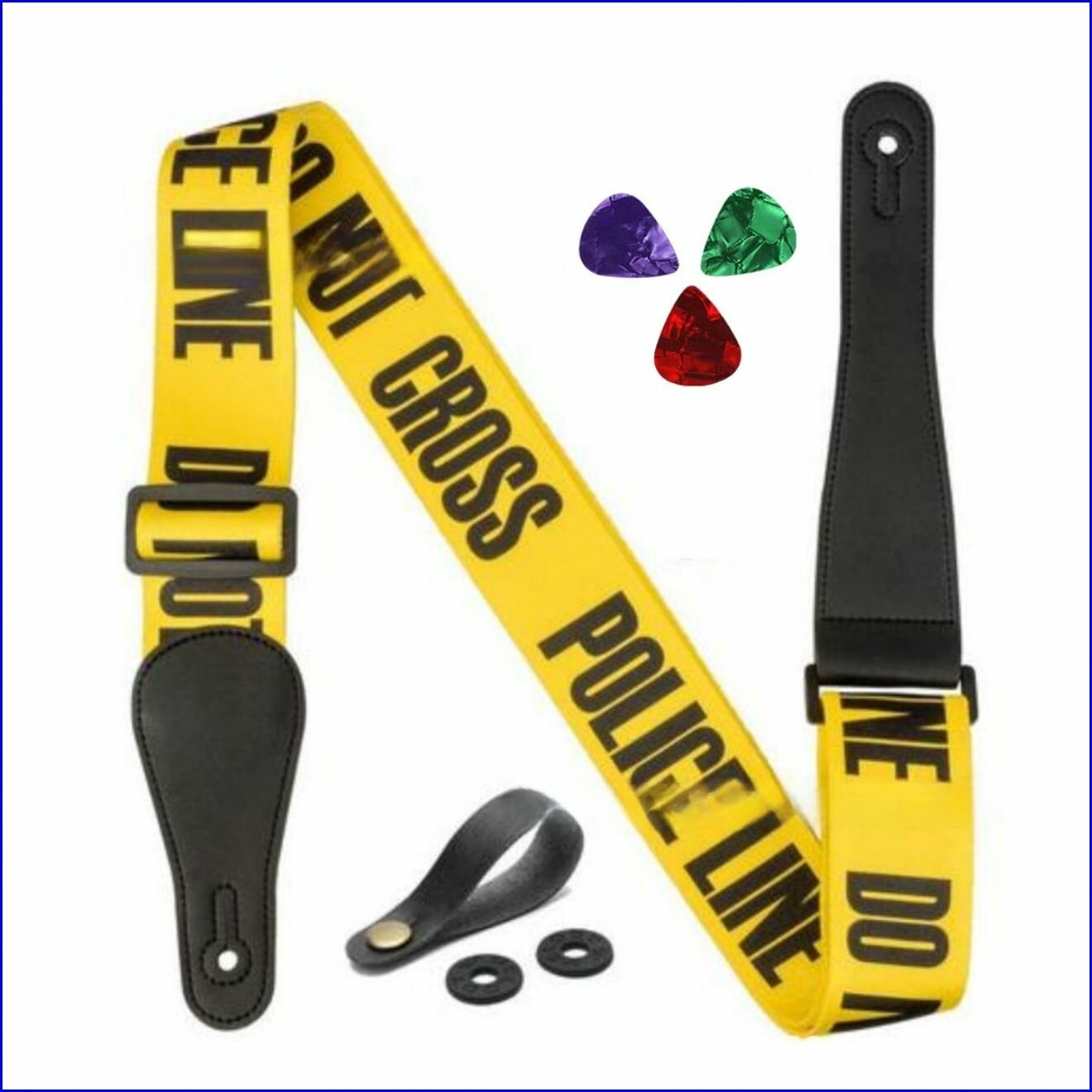 Желтый классический ремень для электрогитары PO Caution Line