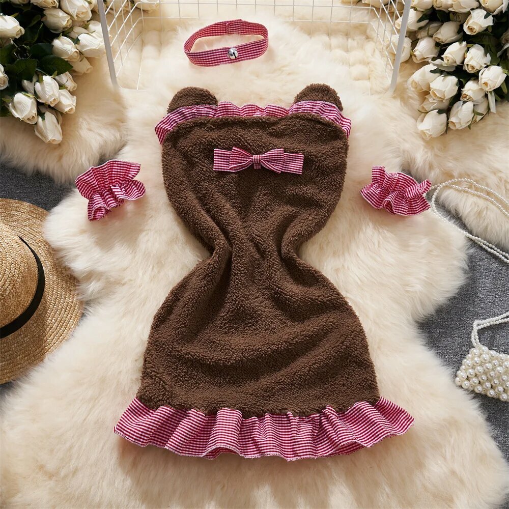 Женский Сексуальный Рождественский Красный Топ-боди С Лоскутным Узором, Облегающий, L, QD387-Brown