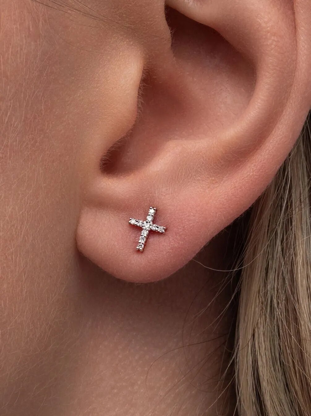 Моносерьга, красное золото, 585 проба, родирование, бриллиант