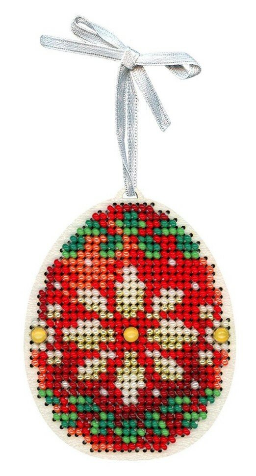 Набор для вышивания Щепка #О-184 Красное с золотом яйцо, Вышивка бисером, 6 х 8 см