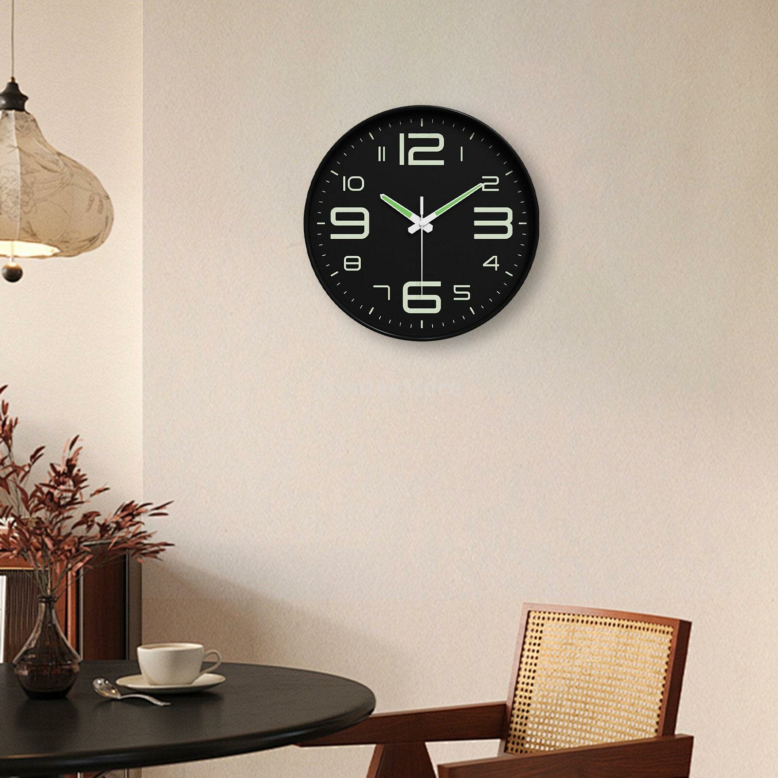 Настенные часы 25 см, светящиеся в темноте, бесшумные, для г