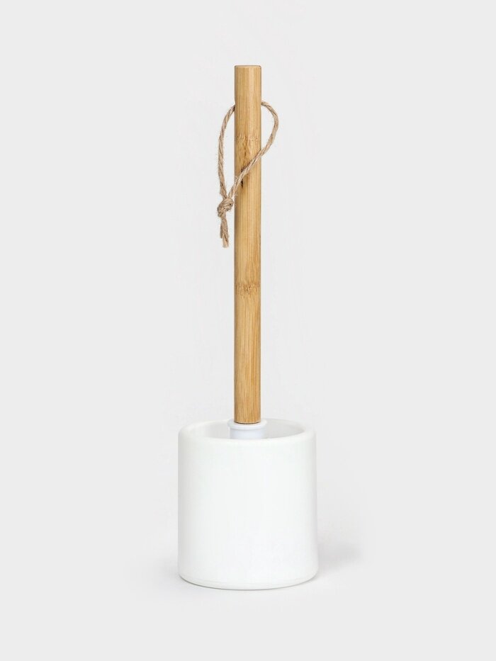 Ерш для унитаза напольный "Bamboo", цвет белый, бамбук, пластик