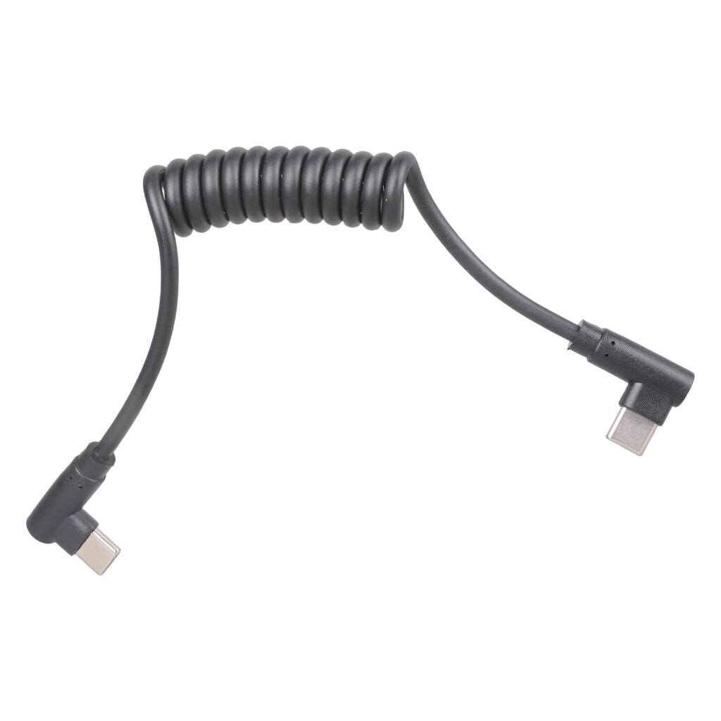 Спиральный удлиняемый зарядный кабель USB C к разъему USB C для быстрой зарядки под углом 90 градусов Мощностью 40 Вт Для телефонов, планшетов и автомобилей
