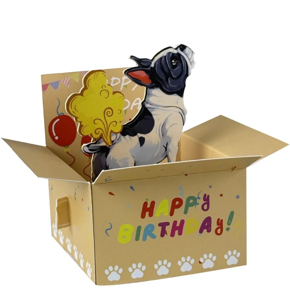 Открытка с 3D-персонажами Happy Birthday Farting Puppy