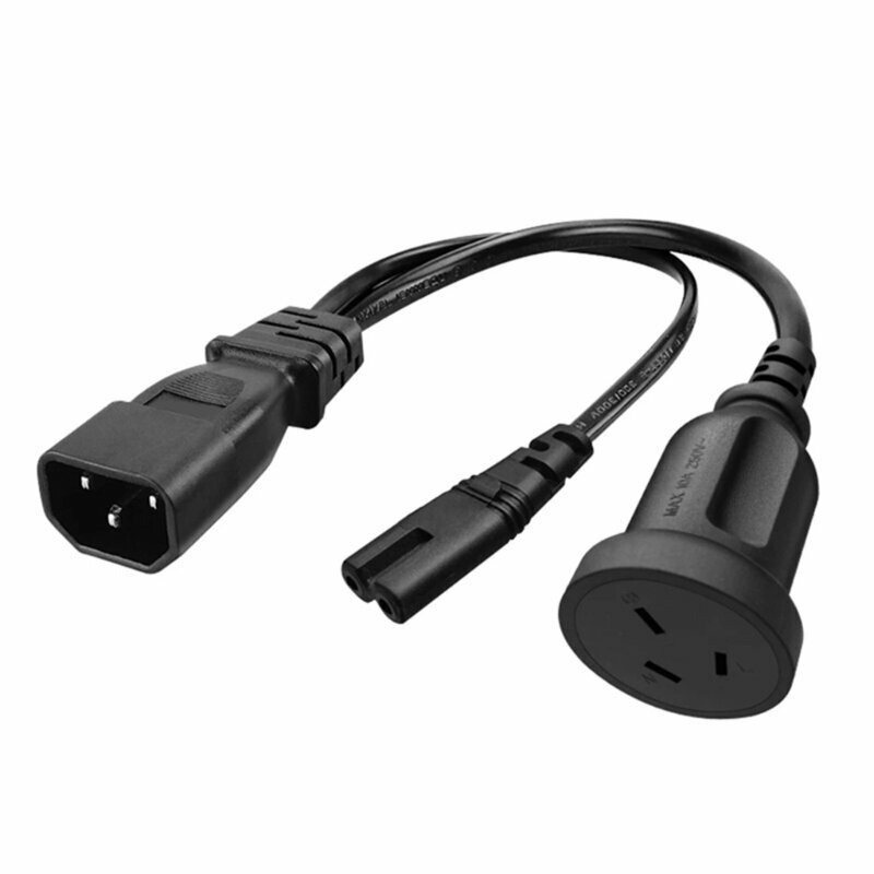 Кабель-адаптер IEC320 C14 -C7 И австралийский 3-контактный Разъем, Шнур питания с двойным выходом, Материал ПВХ, длина 0,32 м