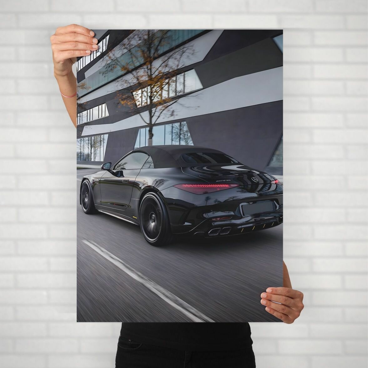 Плакат на стену для интерьера Кабриолет (Mercedes-AMG SL 3) - Постер по машинам родстерам с открытым верхом формата А1 (60x84 см)