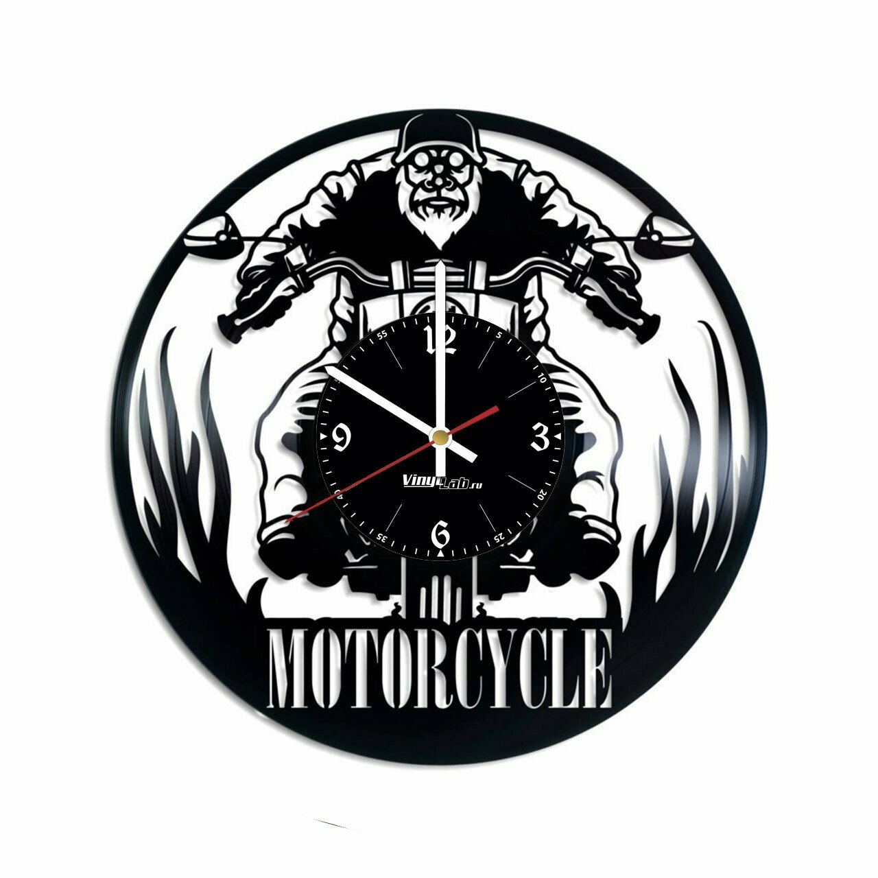Часы из виниловой пластинки (c) VinylLab Байкер, диаметр 30 см