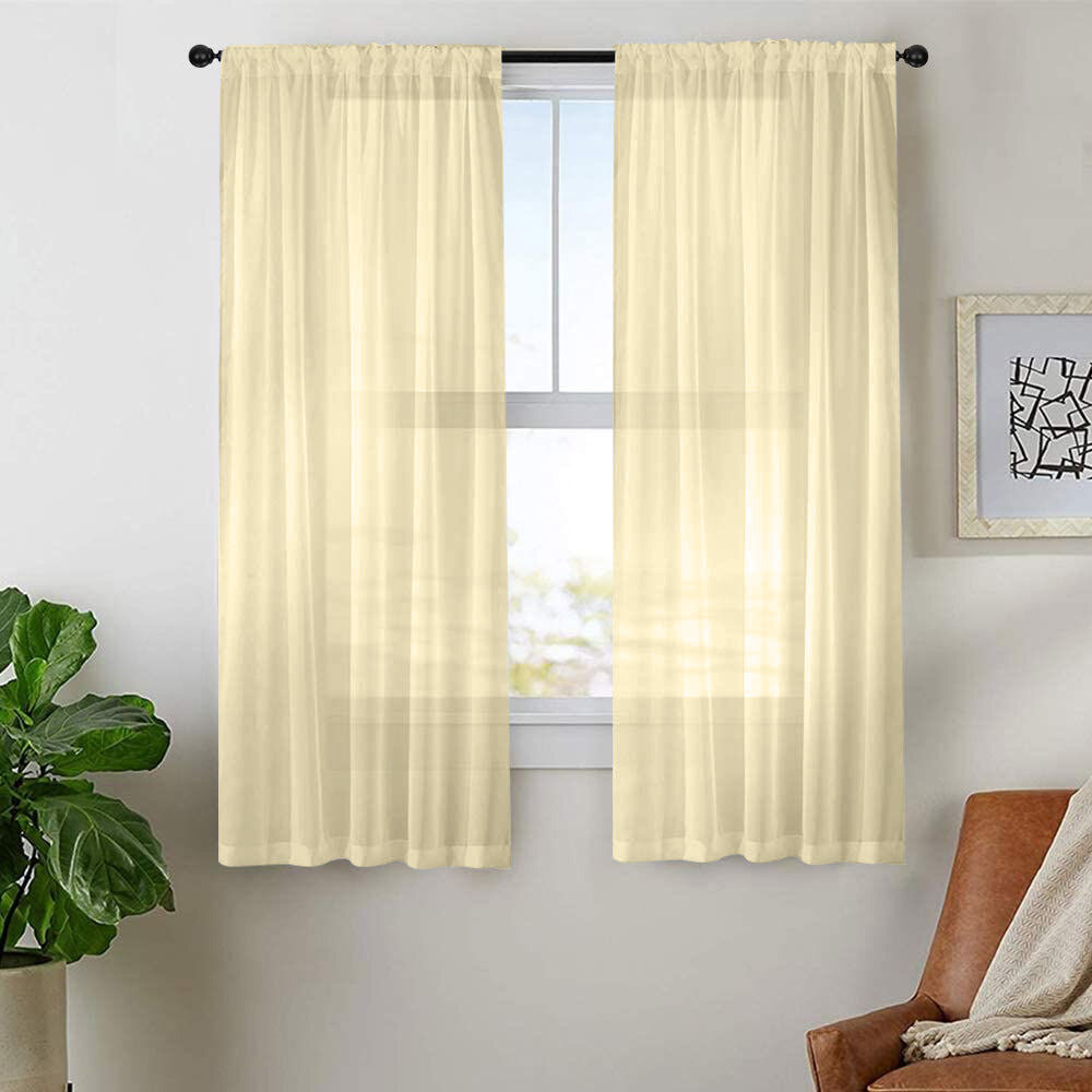 Короткий тюль для кухни - 2 шт. (шир. 135 см * выс. 160 см) цвет Шампань Цена за 2 шторы Т-КОР-1