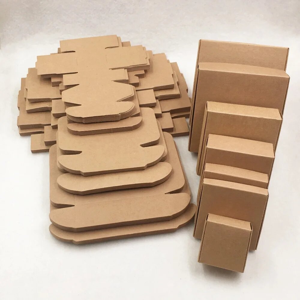 Коробки подарочные крафт 15x15x3.5 см, 50 шт