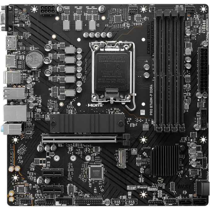 MB s1700 MSI Pro B760M-P DDR4, 4*DDR4, 1*PCIEx16, 2*PCIEx1, 2*M.2, 1*TypeC, , 3*USB3.2Gen1, 8*USB2.0, 4*SATA3.0, 1G, VGA, DP, HDMI, M-ATX, RTL
