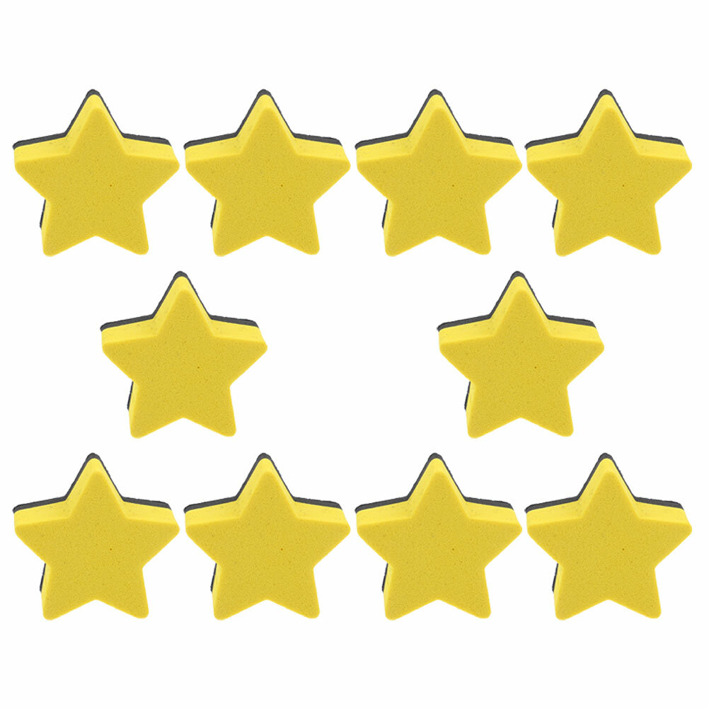 Магнитные мини-ластики в форме звездочек из ЭВА-фетра (маленькие ластики-звездочки) для школьной доски, 10 шт./комплект
