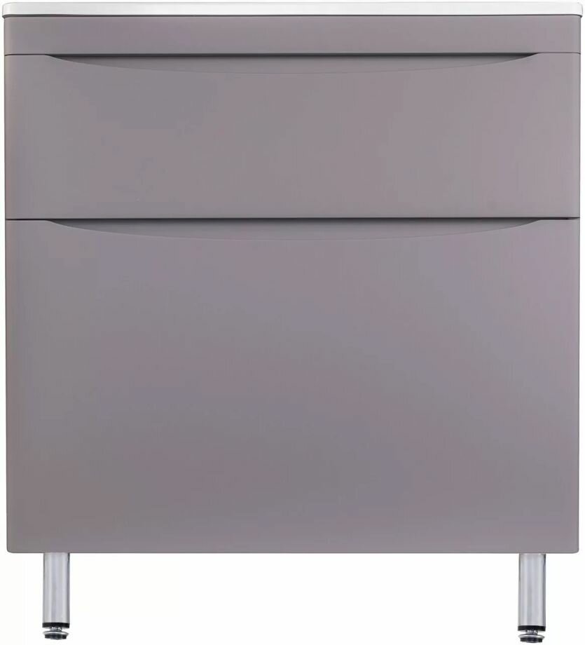 Тумба с раковиной Бергамо мини 90 Люкс, напольная, антискрейч, серый матовый