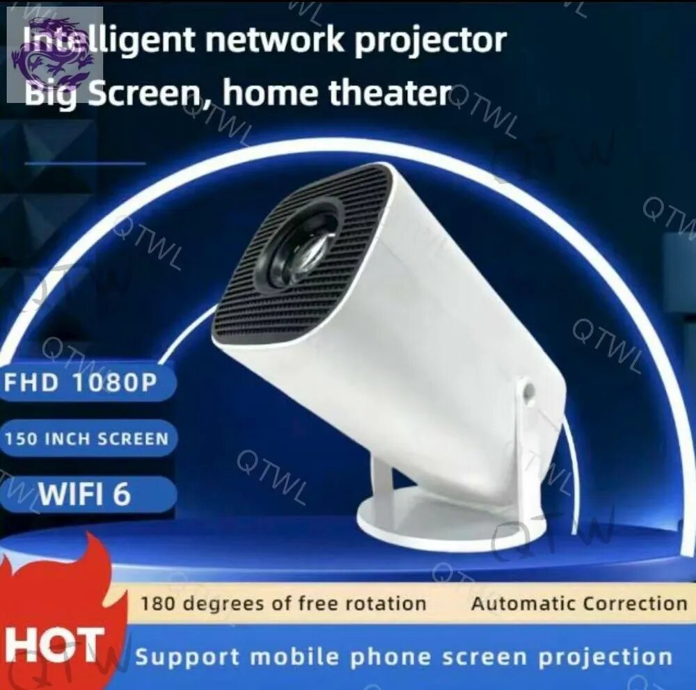 Гобо-проектор P30 PRO, портативный проектор нового поколения, белый, 720P, 160 ANSI, Wi-Fi6, Bluetooth, HDMI, USB — фото 1
