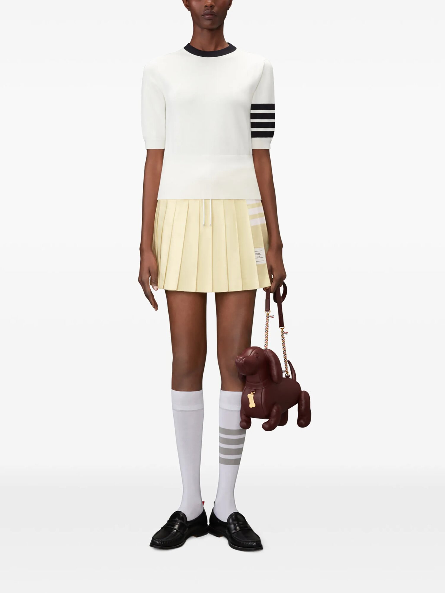 Юбка THOM BROWNE 4-Bar drawstring pleated mini skirt, размер 36, yellow — фото 1