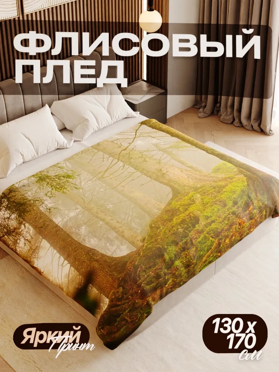 Плед флисовый 130х170 см мягкий теплый покрывало для дома