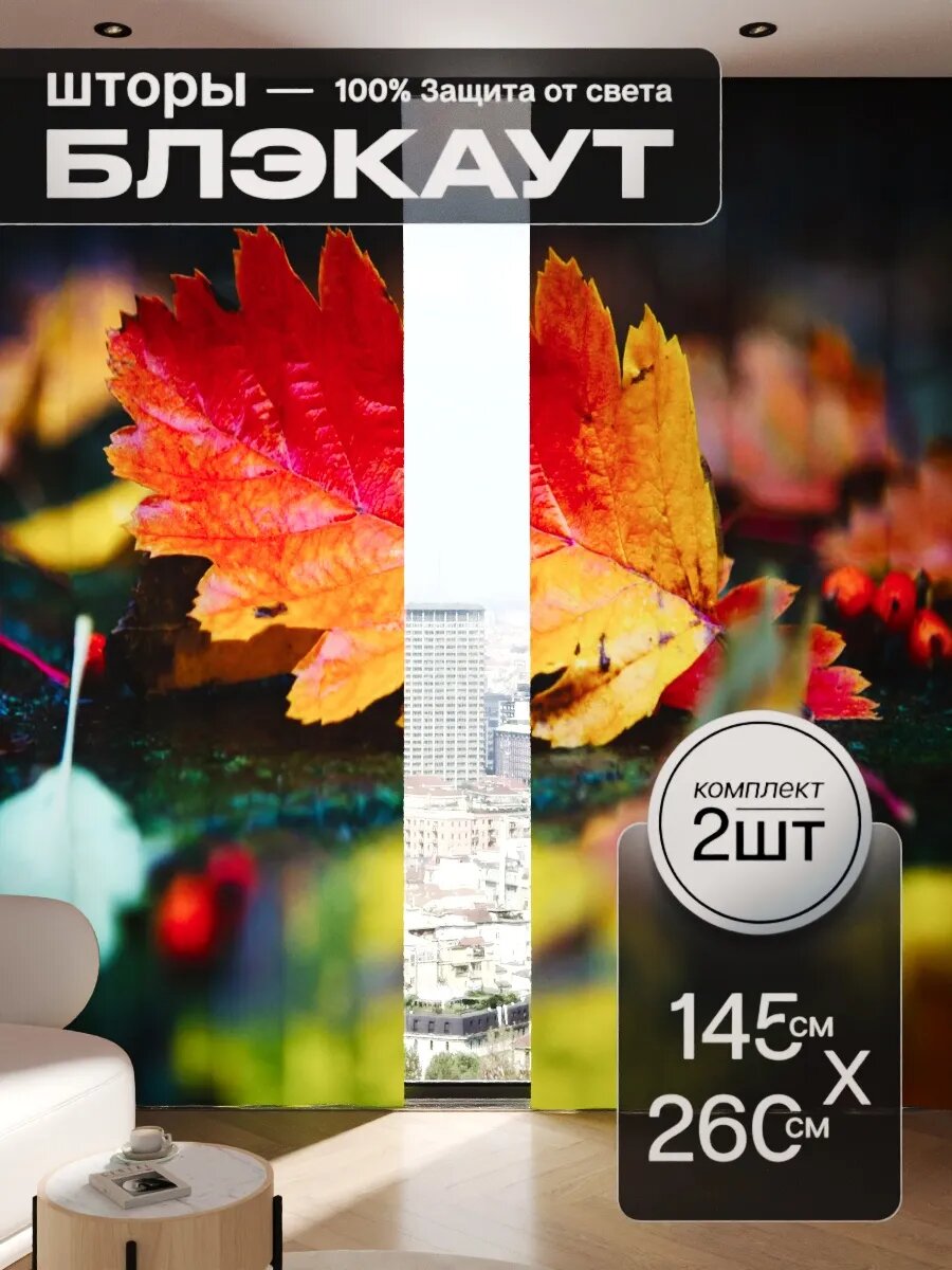 Шторы блэкаут 145x260 см 2 шт на окна плотные комплект