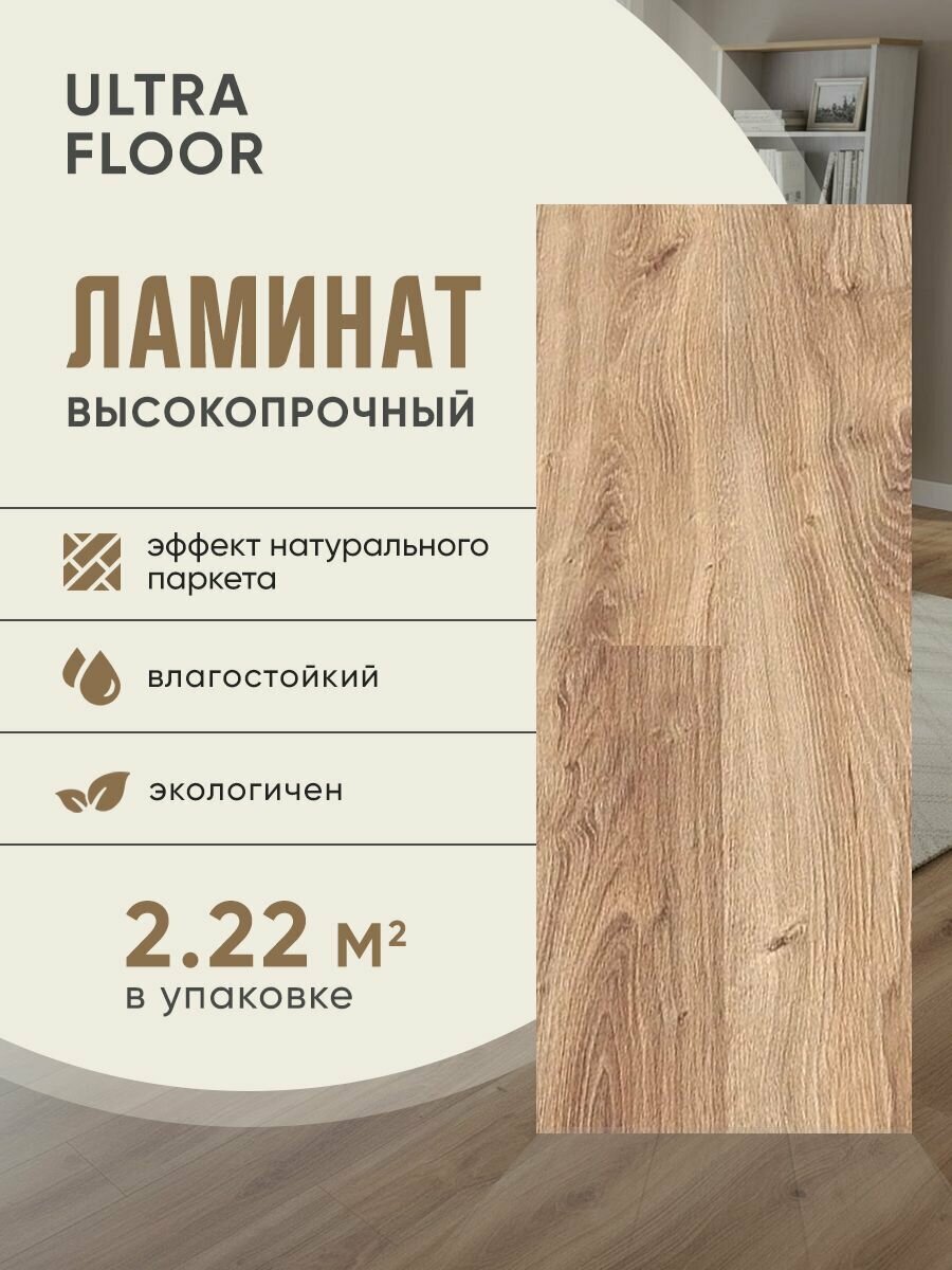 Ламинат напольный Каньон белый дуб 9шт/уп 2,22м2
