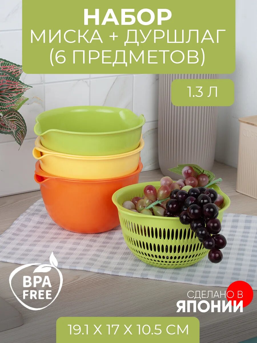 Набор мисок с дуршлагами 1.3 л