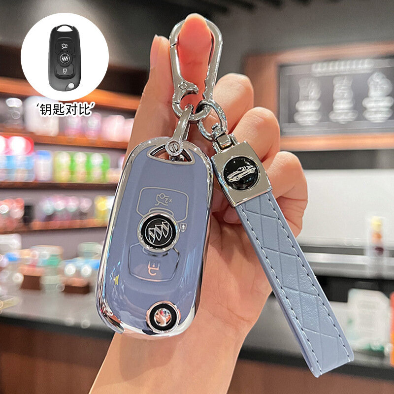 Ключевой чехол для Buick Vizier Pro 2023 - светло-серый с светло-серым альпинистским карабином