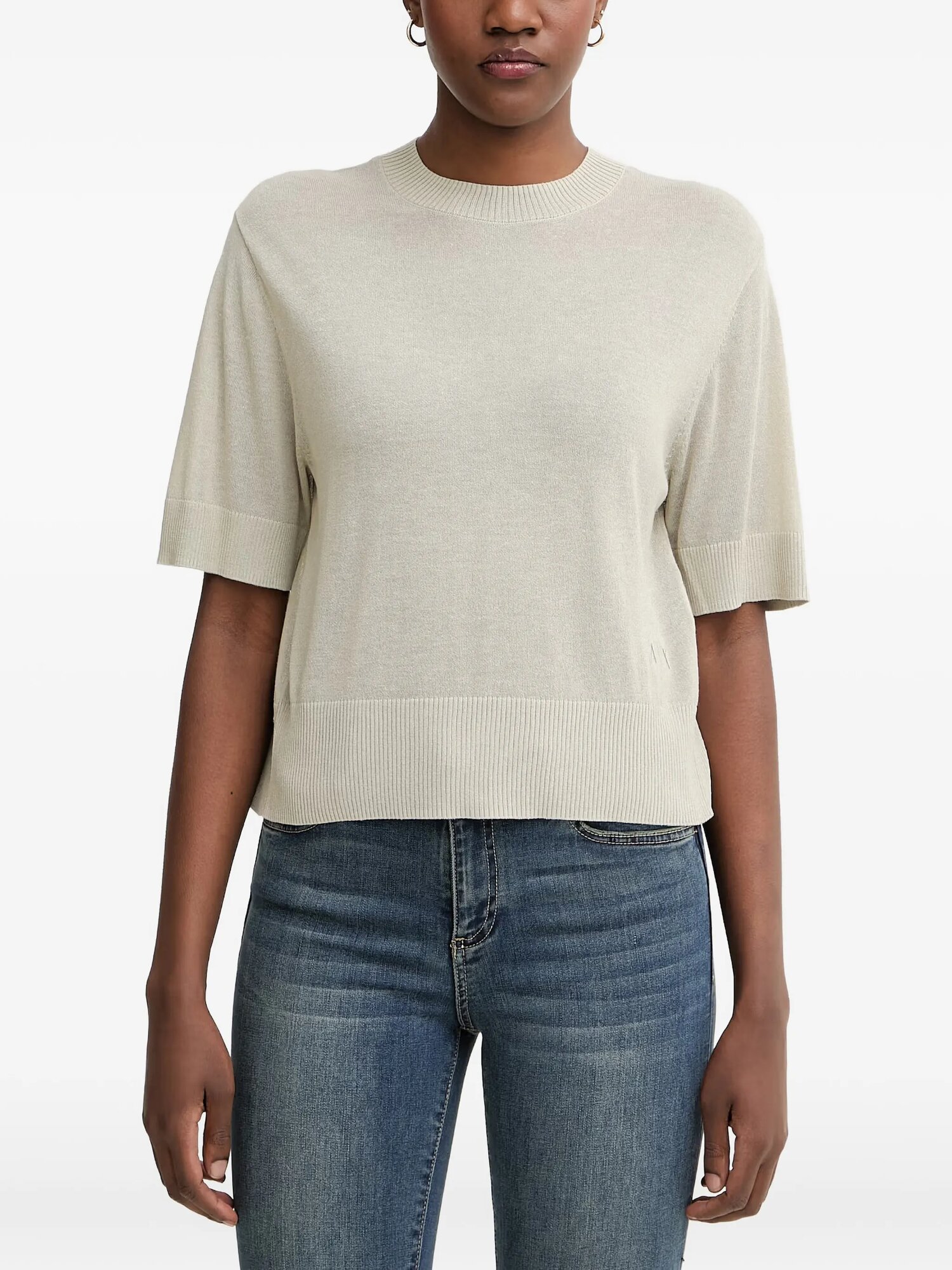 Топ Armani Exchange Open-back ribbed-trim top, размер 42