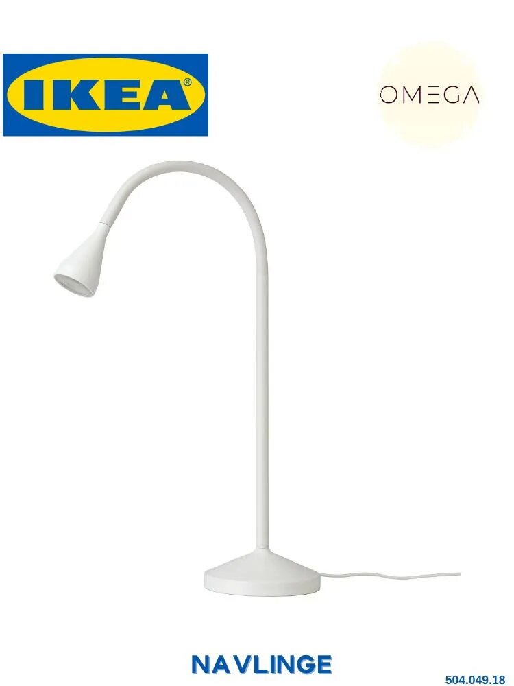 IKEA NAVLINGE рабочая лампа, белая, 52 см