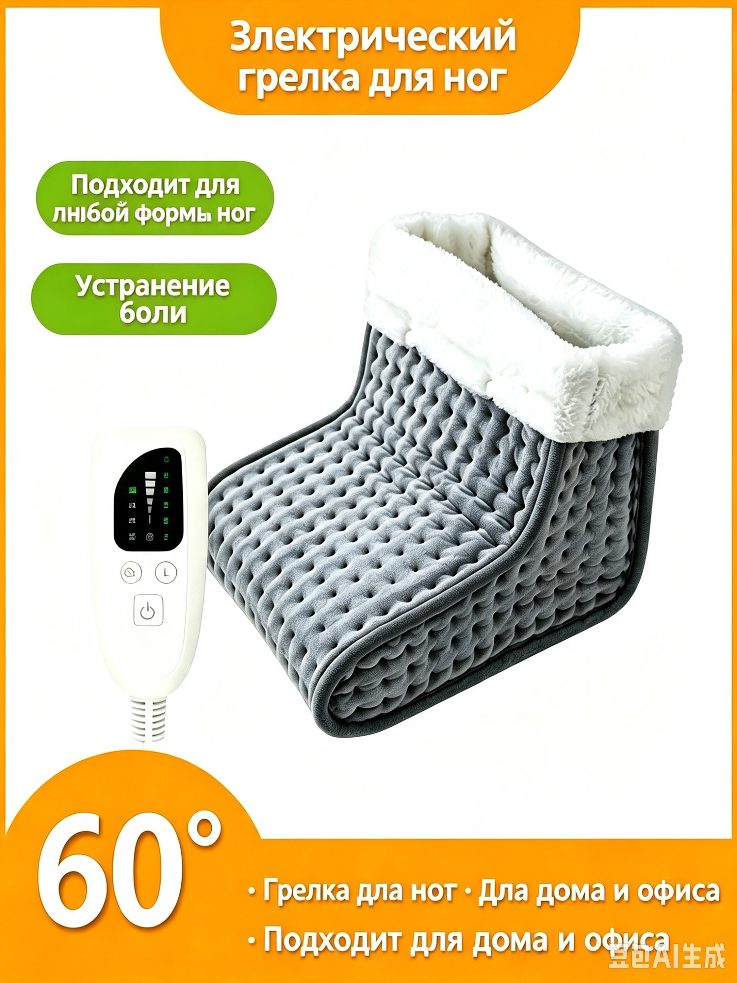 Электрическая грелка‑сапог для ног, регулировка температуры, автоотключение, мягкая бархатная ткань для дома и подарка