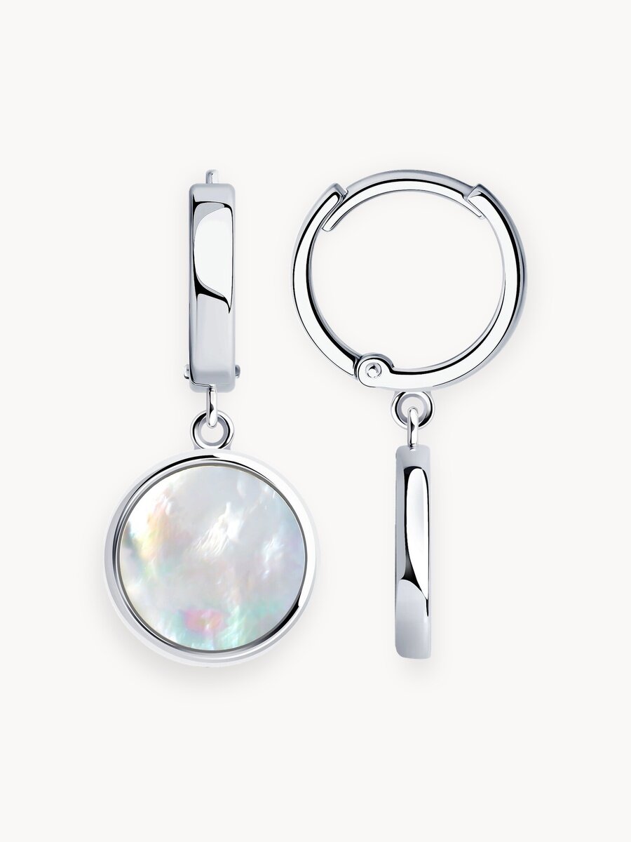 Серьги, серебро, 925 проба, родирование, перламутр