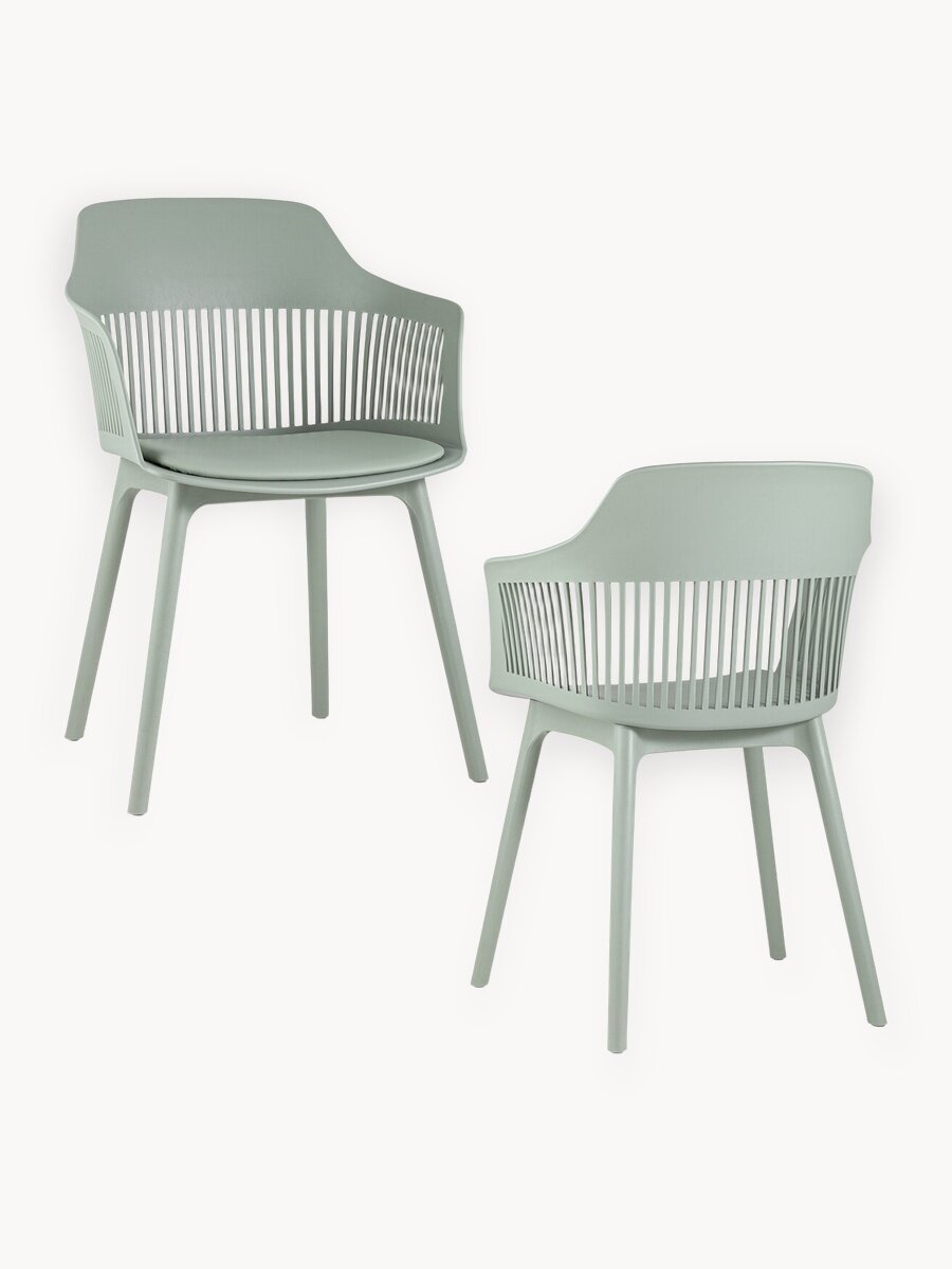 Стулья для кухни Crocus с мягкой подушкой, пластик, цвет серо-зеленый, 2 шт