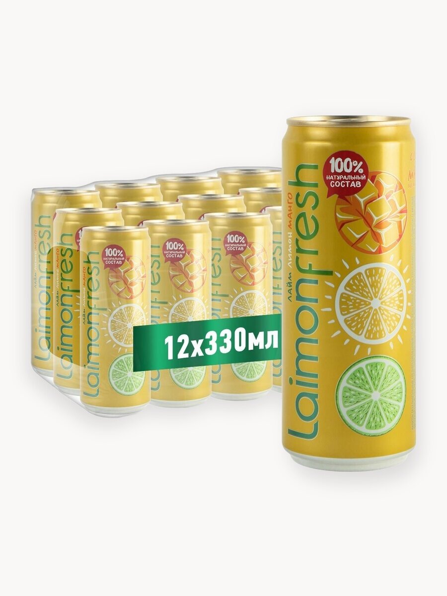 Лимонад Laimon Fresh Манго 0,33 л. х 12 ж/б Sleek