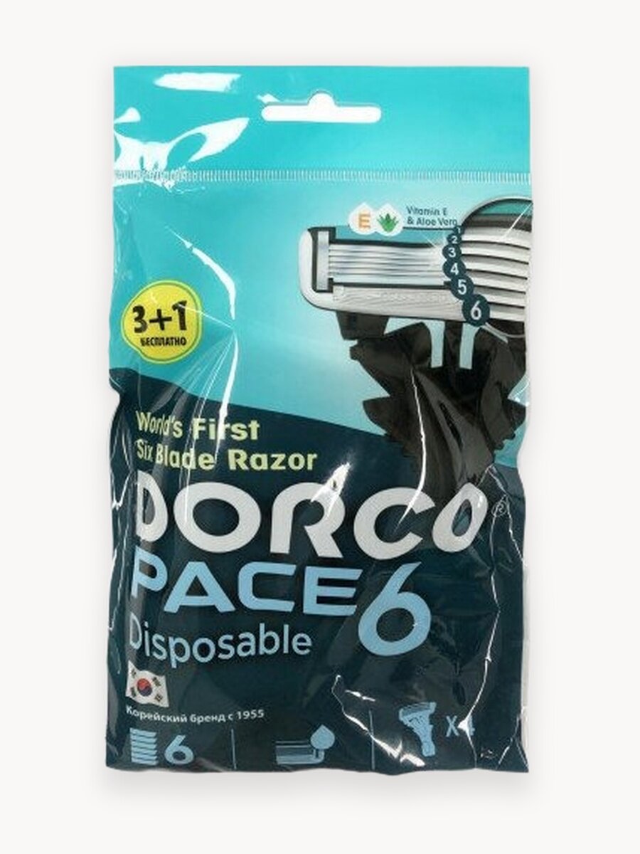 Dorco Станок для бритья одноразовый Dorco Pace 6, 4 шт.