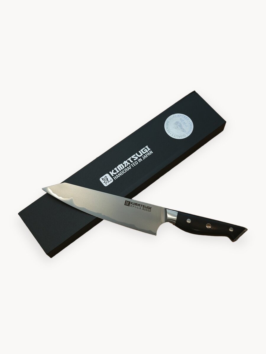 Kimatsugi / Японский поварской кухонный нож Киритсуке. Модель #124. Нержавеющая сталь AUS-10. Длина лезвия 198 мм. В подарочной коробке